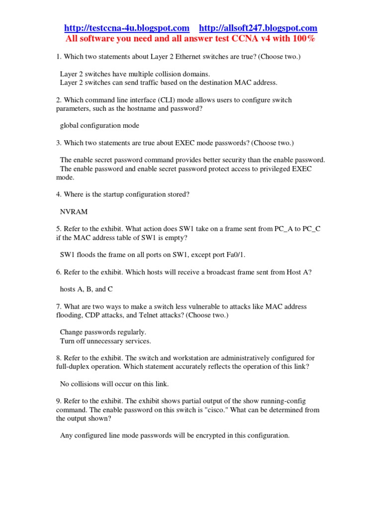 CCNA3 Chapter 2 v2 | Download Free PDF | Network Switch | Computer Network