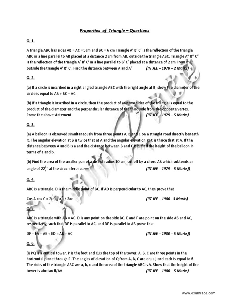 Properties of Triangle Solved Questions | PDF | Triangle | Circle