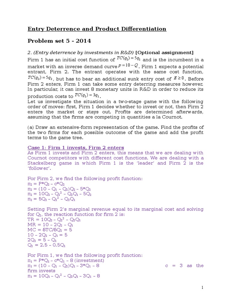 Take Home Assignment 5 Industrial Organization | PDF | Profit ...