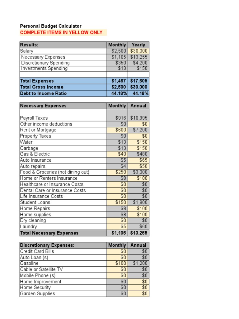 Personnel Budget Calculator | PDF | Finance & Money Management