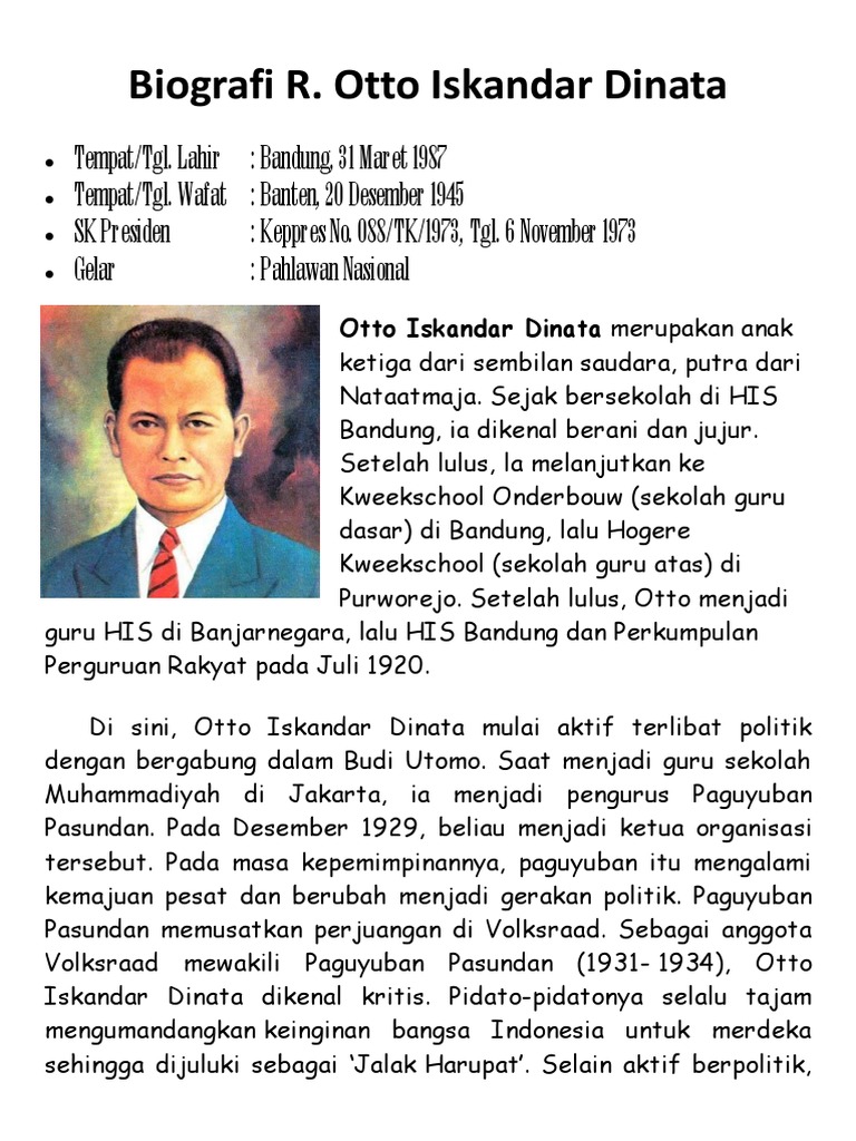 Biografi R Otto Iskandar Dinata | PDF