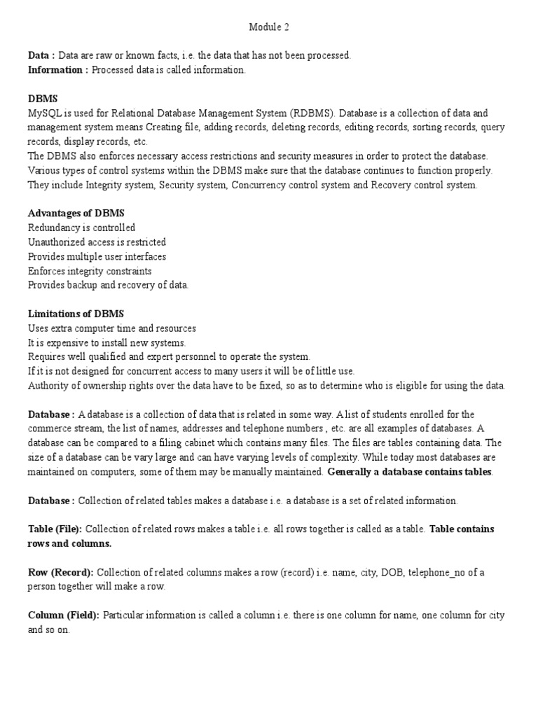 Ty Bcom Sem 5 DBMS Full | PDF | Relational Database | Databases