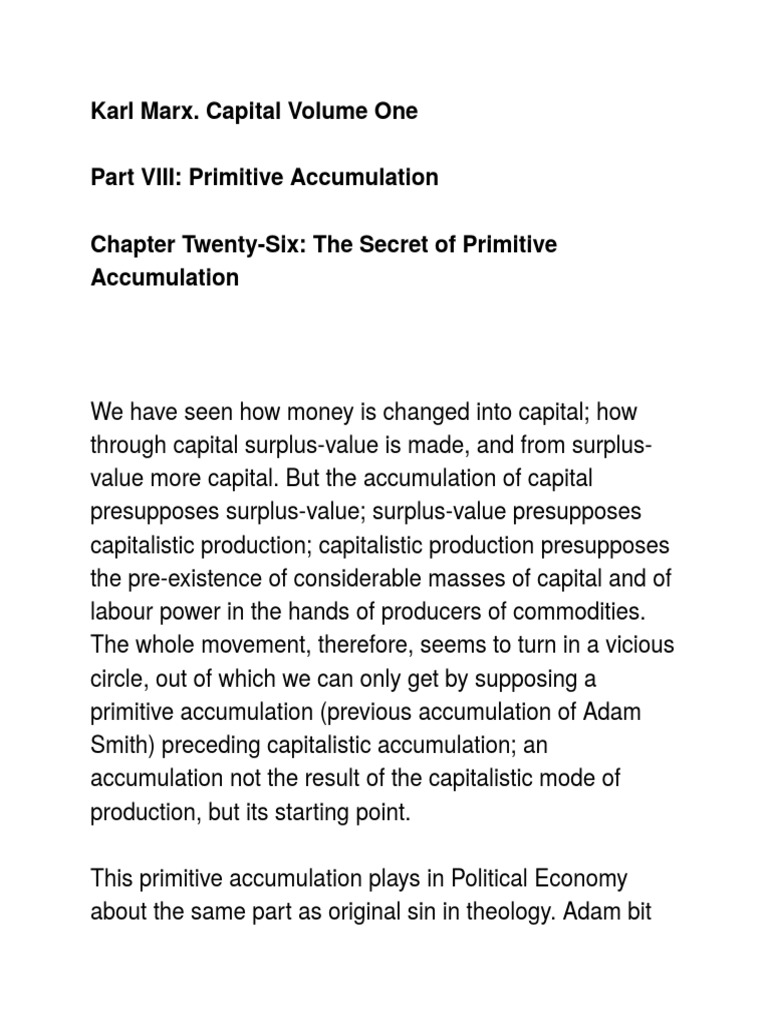 Max Primitive Accumulation - Unknown | PDF | Capitalism | Socialism