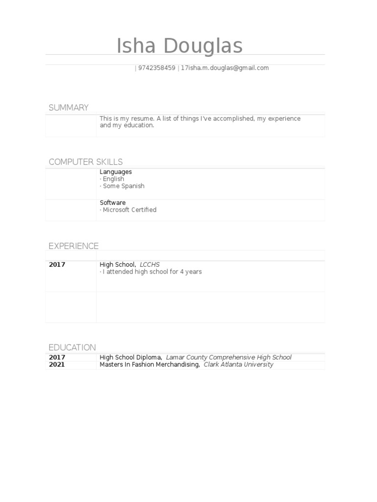 Isha Douglas Resume | PDF