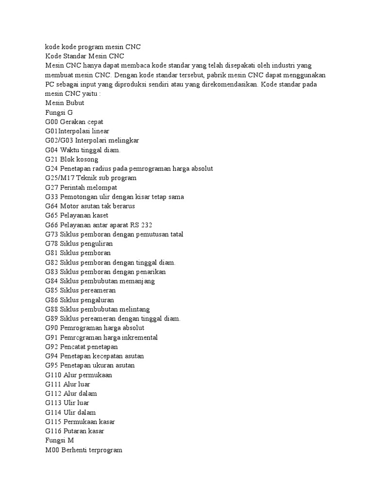 Kode Standar untuk Mesin CNC | PDF
