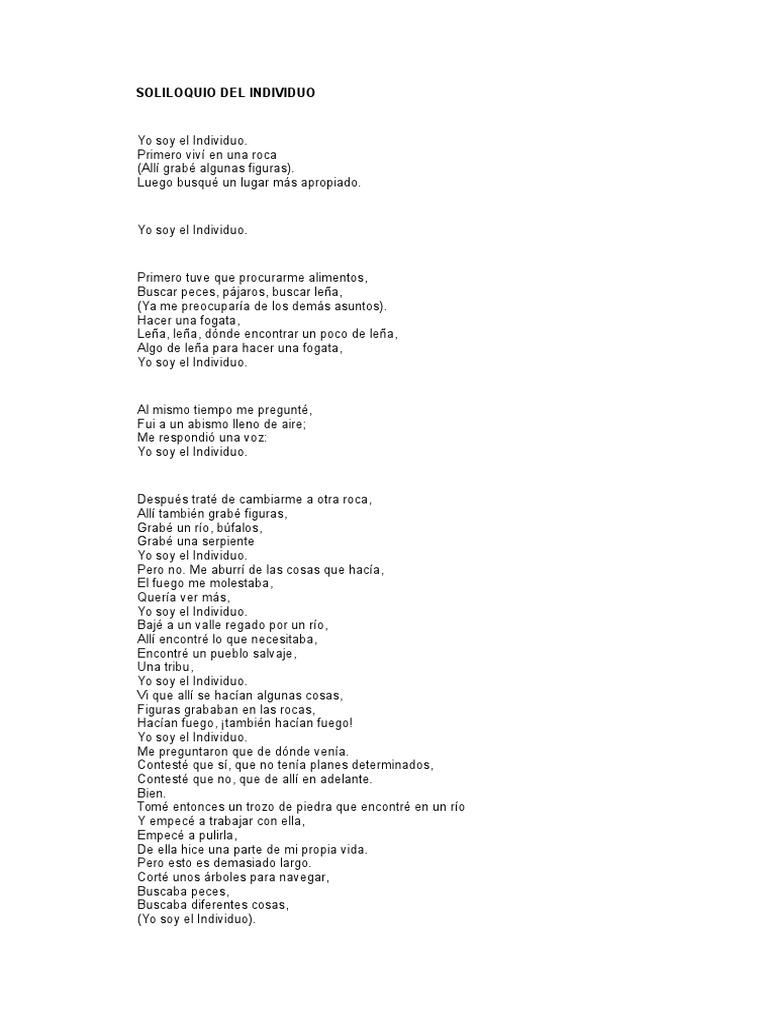 Soliloquio Del Individuo | PDF