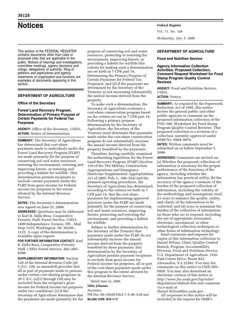 Notice: Program Payments Income Tax Exclusion Primary Purpose ...