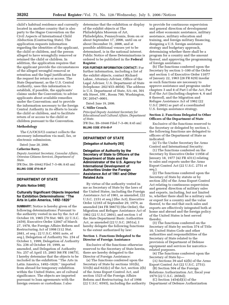 Notice: Culturally Significant Objects Imported For Exhibition: Arts in ...