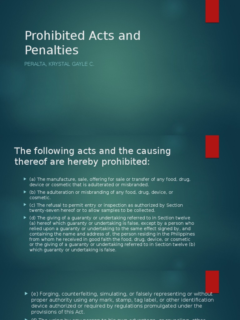 Prohibited Acts and Penalties Overview | PDF | Government | Justice