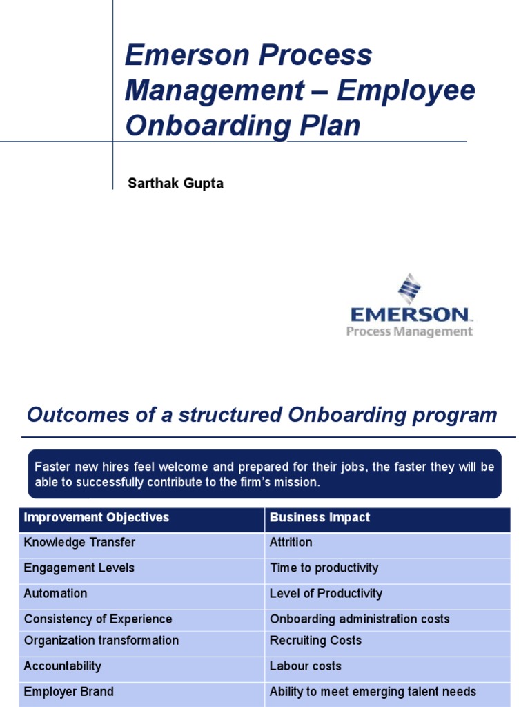 Employee Onboarding Plan at Emerson | PDF | Employment | Leadership