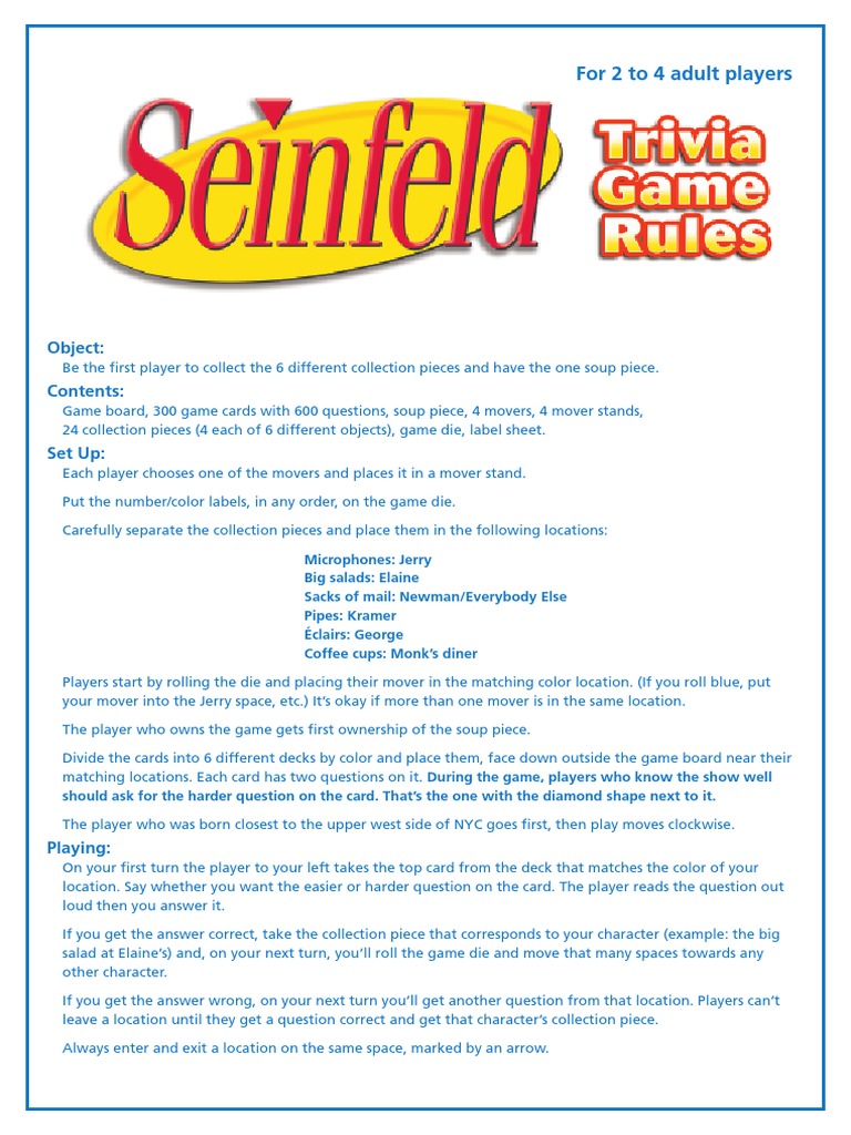 Seinfeld Trivia Rules | Seinfeld | Leisure | Free 30-day Trial | Scribd