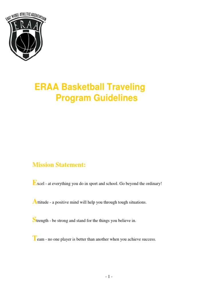 ERAA Traveling Basketball Program Guidelines Updated 9.17.2014 | PDF | Criticism | Leadership