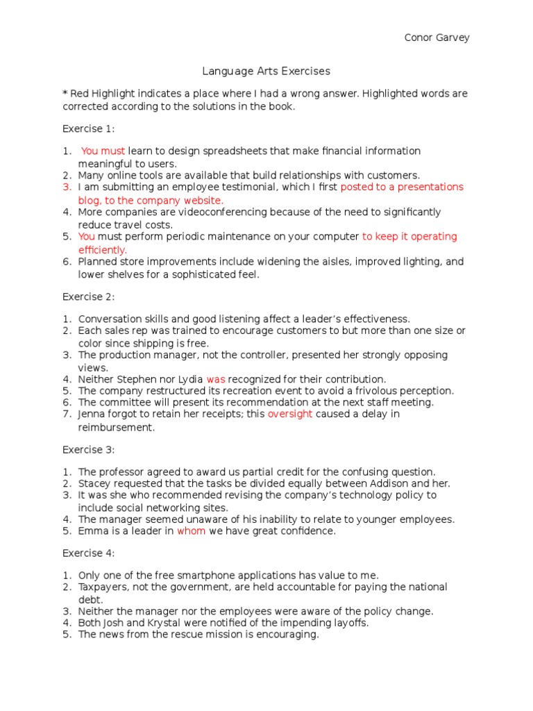 Language Arts Exercises: You Must | PDF | Social Networking Service ...