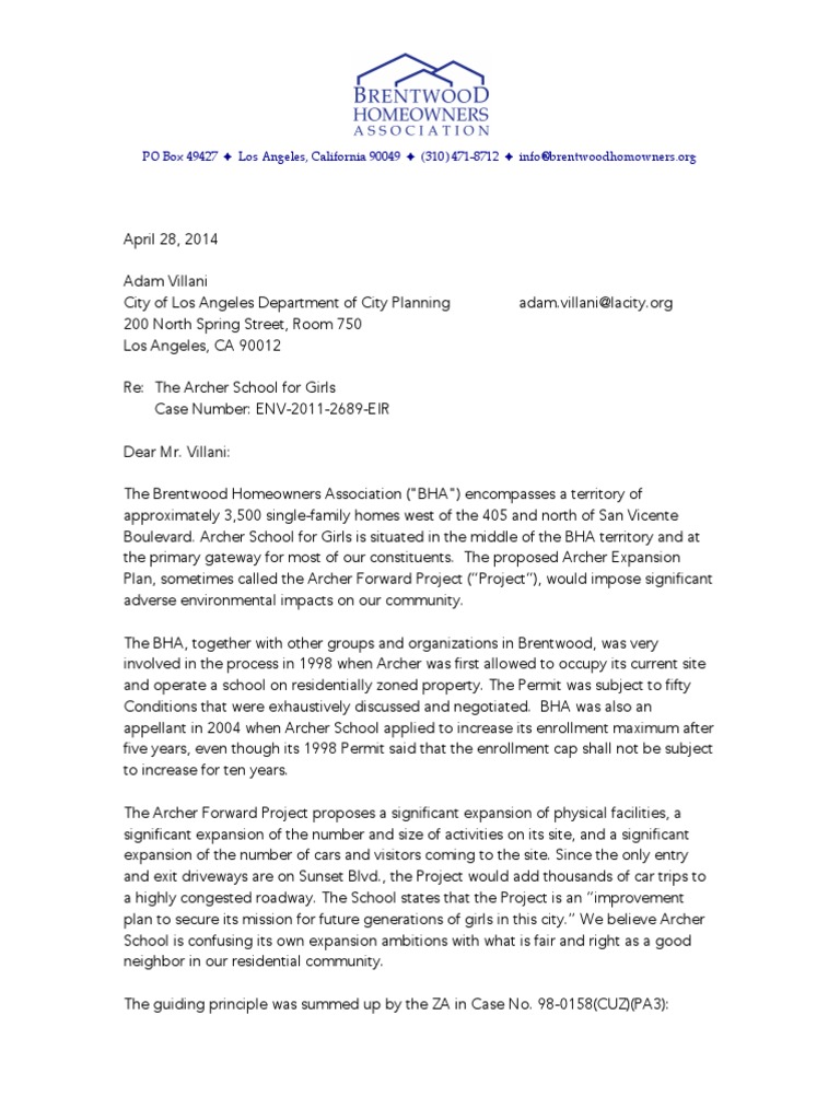 Brentwood Homeowners' Concerns on Archer Expansion | PDF | Workweek And ...