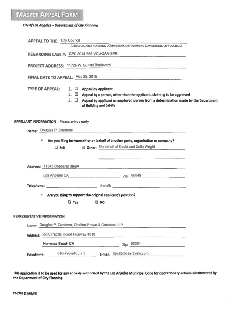 2015 05 26 LACity Planning Dept Appeal | PDF | Transport | Business