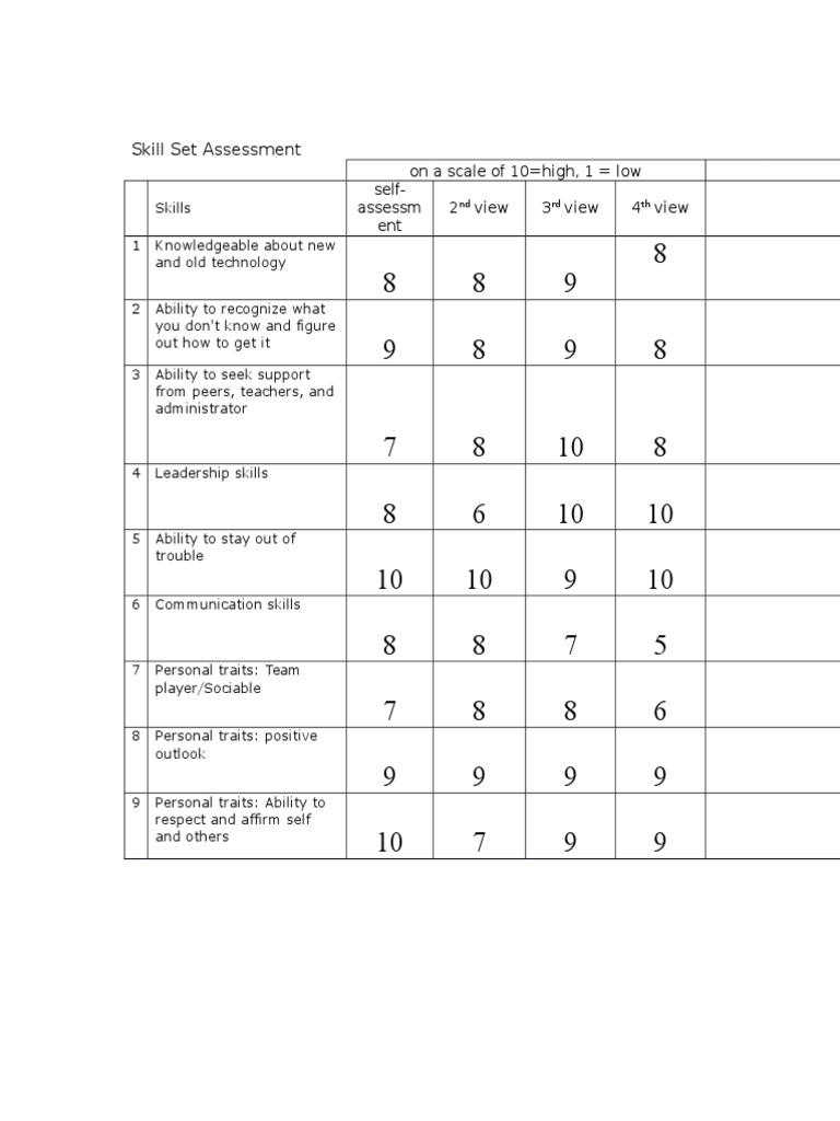Skill Set Evaluation Guide | PDF