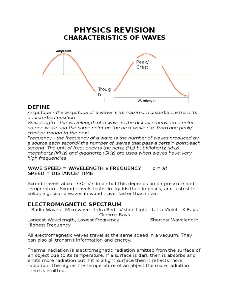 Physics - Characteristics of Waves | PDF | Hertz | Electromagnetic ...