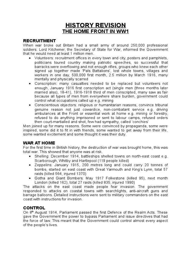 History - The Home Front in WWI | PDF | Conscientious Objector ...