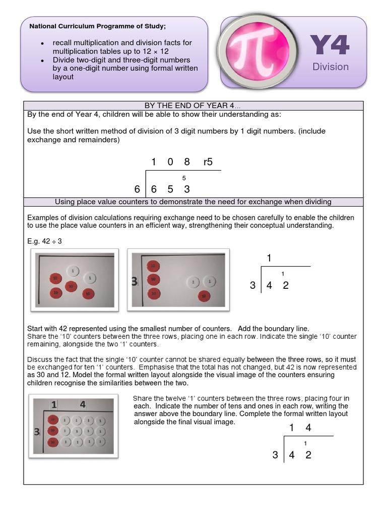 Year 4 Division Techniques Explained | PDF