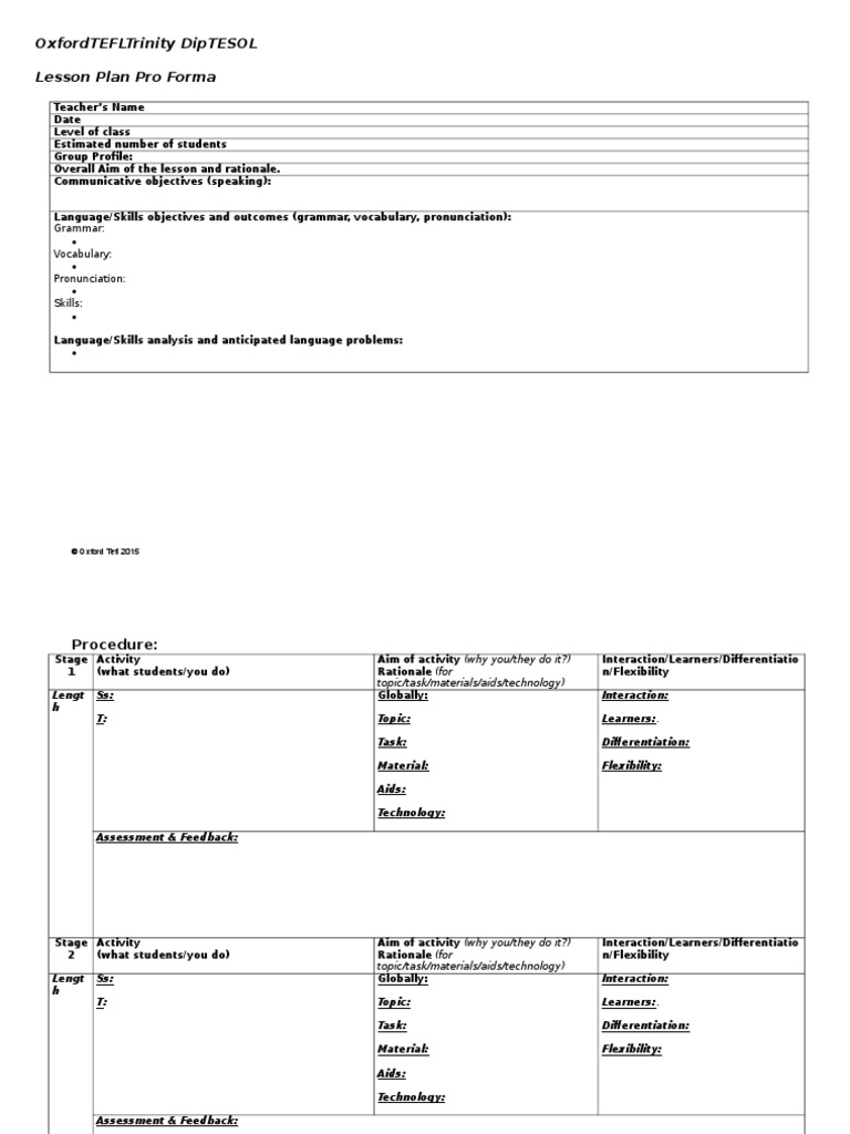 Lesson Plan Form | PDF | Lesson Plan | Educational Assessment