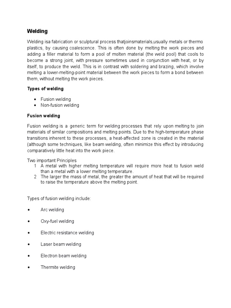 A Comprehensive Overview of Welding Techniques: Fusion Welding, Non ...