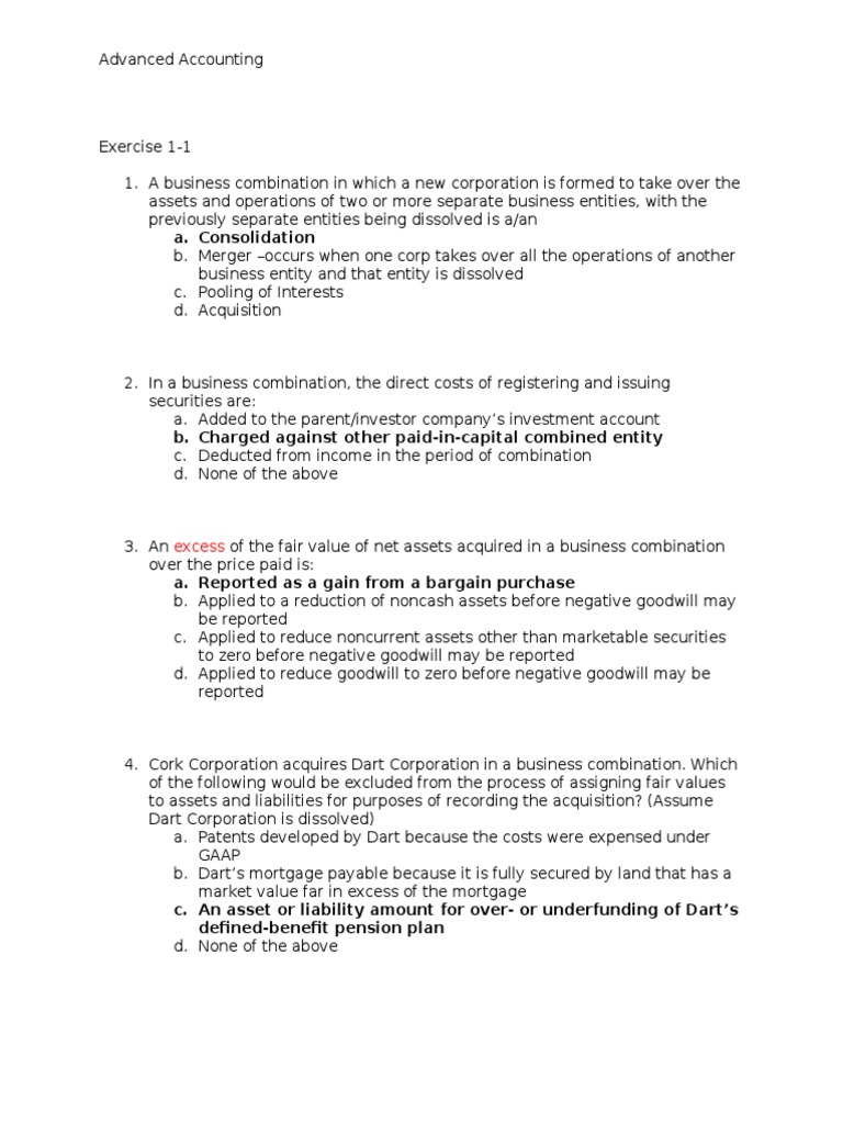 Advanced Accounting Chapter 1 | Download Free PDF | Goodwill ... Advanced Accounting Chapter 1 | Download Free PDF | Goodwill ...