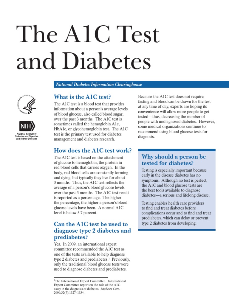 The A1C Test and Diabetes | PDF | Glycated Hemoglobin | Prediabetes