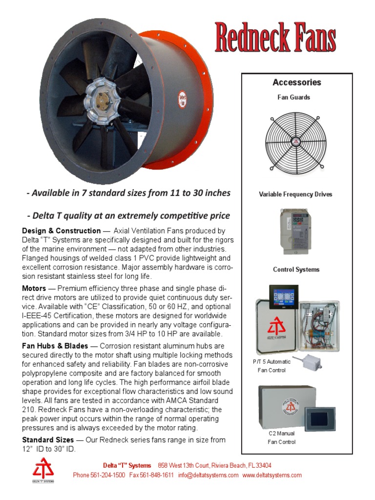 Redneck Fans Spec Sheet | PDF