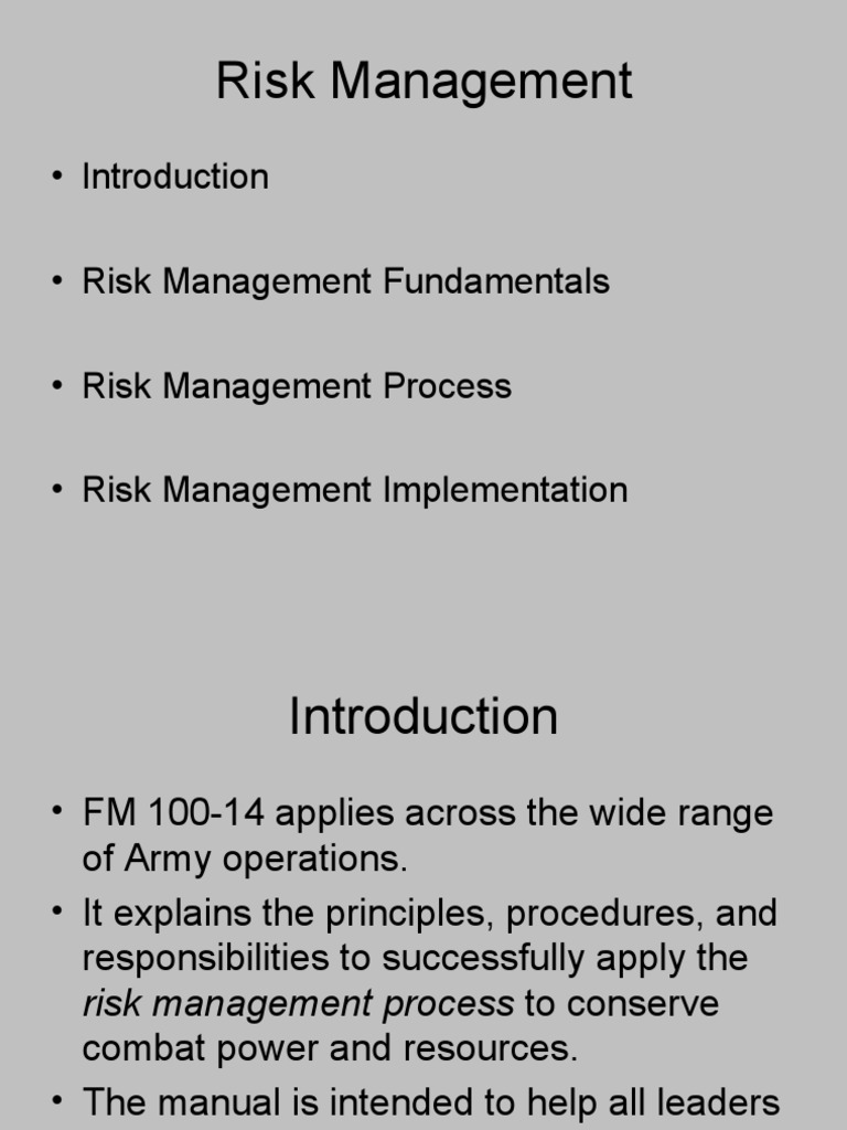 Risk Management: - Introduction - Risk Management Fundamentals - Risk ...