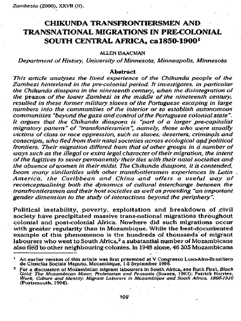 Chikunda Diaspora in Pre-Colonial Africa | PDF | Mozambique | Slavery