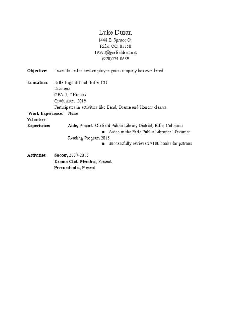 Luke Duran's Resume and Skills Profile | PDF