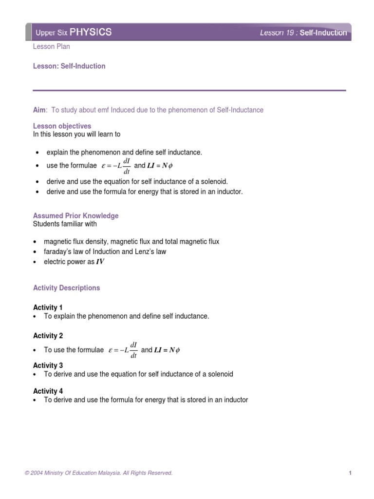 Lesson Plan U6 | PDF | Inductance | Mechanical Engineering