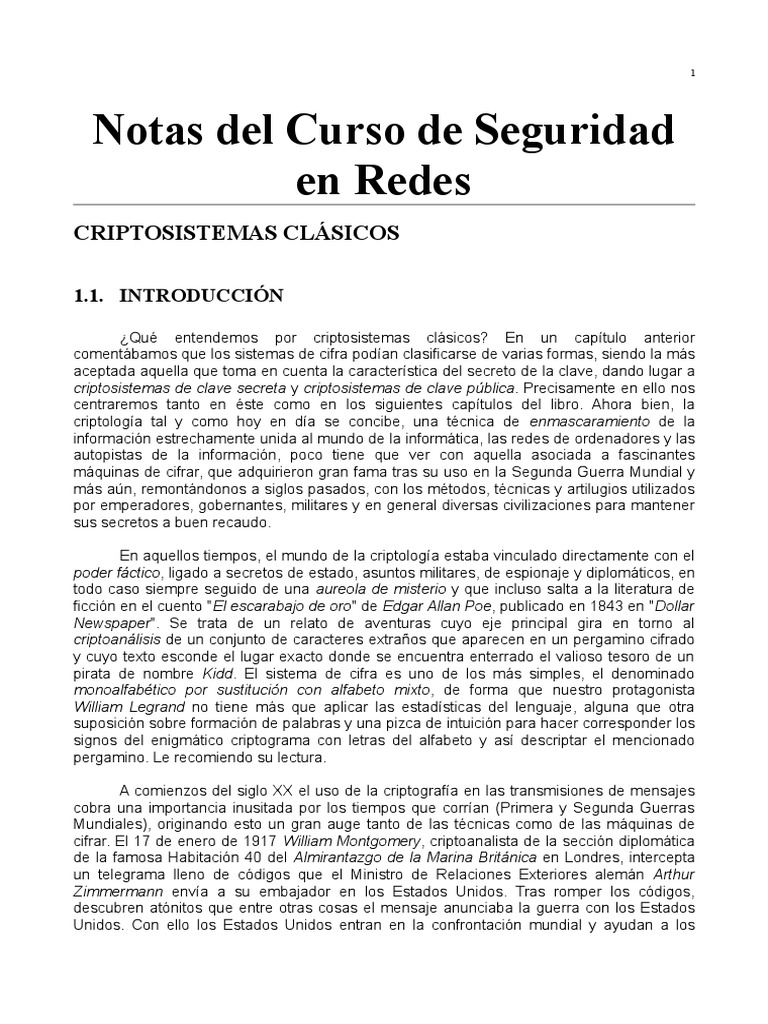 Criptosistemas Clásico | PDF | Criptografía | Clave (criptografía)
