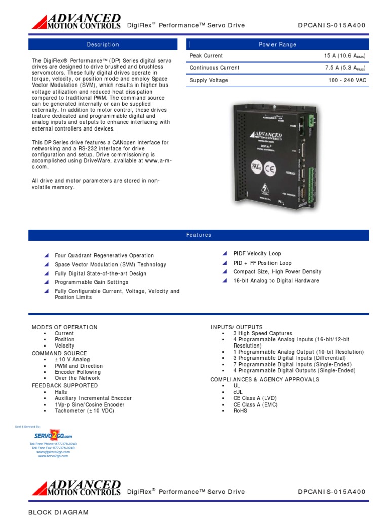 Advanced Motion Controls DPCANIS-015A400 | PDF | Electrical Engineering | Electronics