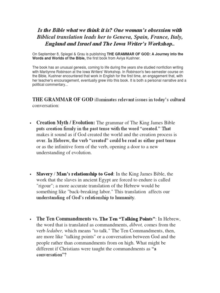 Grammar of God | PDF | Bible | Genesis Creation Narrative