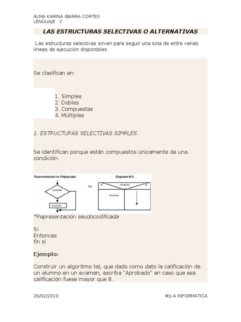 Las Estructuras Selectivas o Alternativas | PDF | Lenguaje de programación | Algoritmos