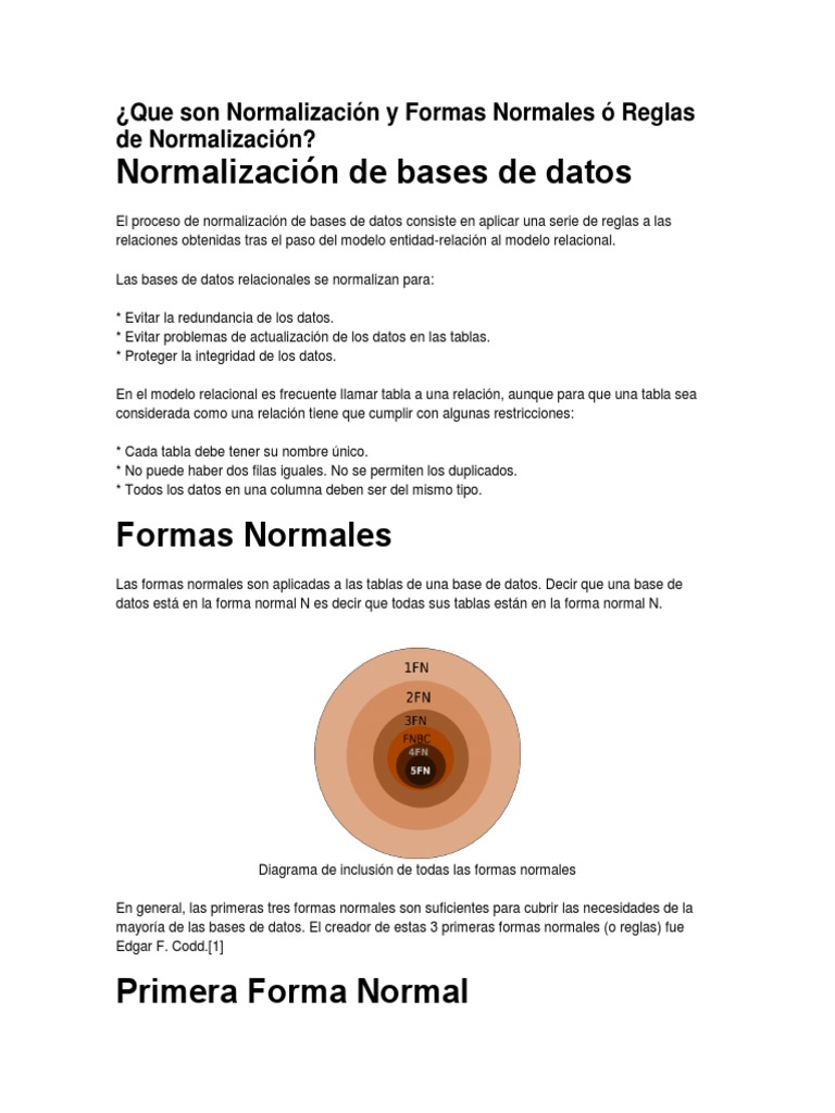 Normalización y Formas Normales BD | PDF | Tabla (base de datos ...