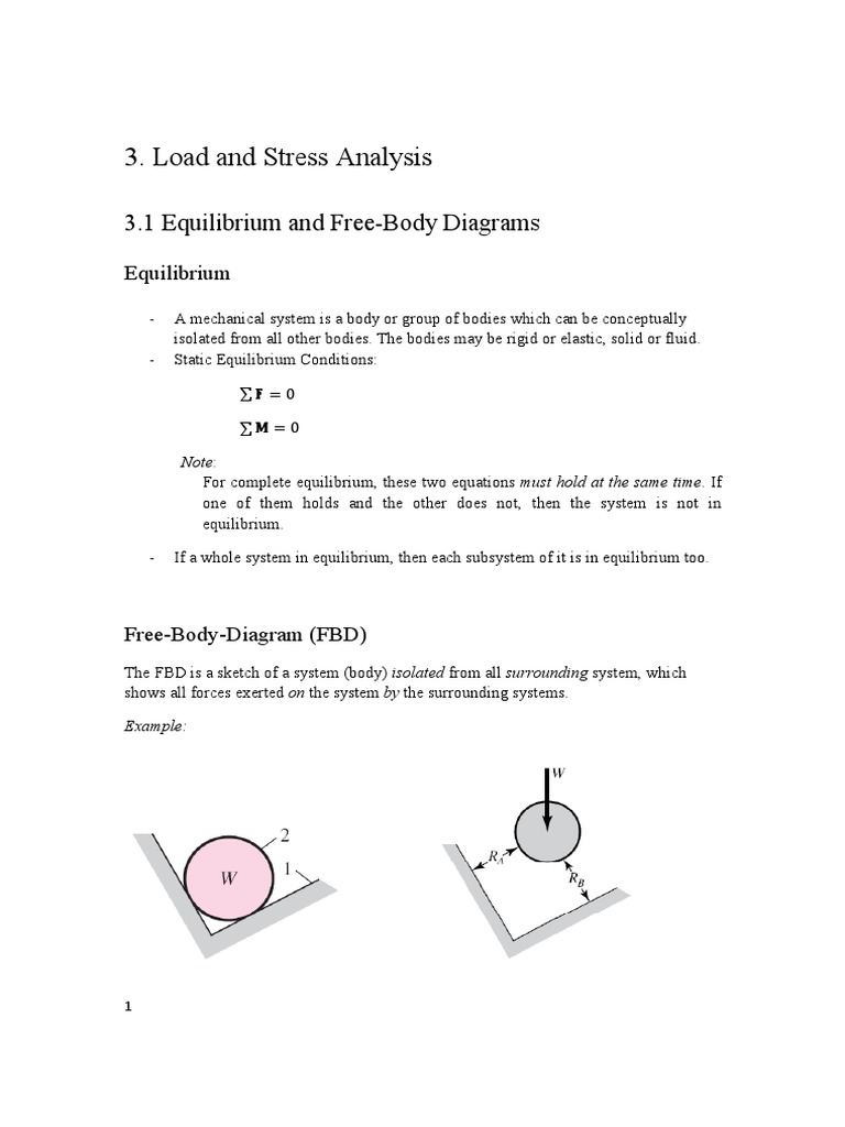 Load and Stress Analysis: 3.1 Equilibrium and Free-Body Diagrams | PDF ...
