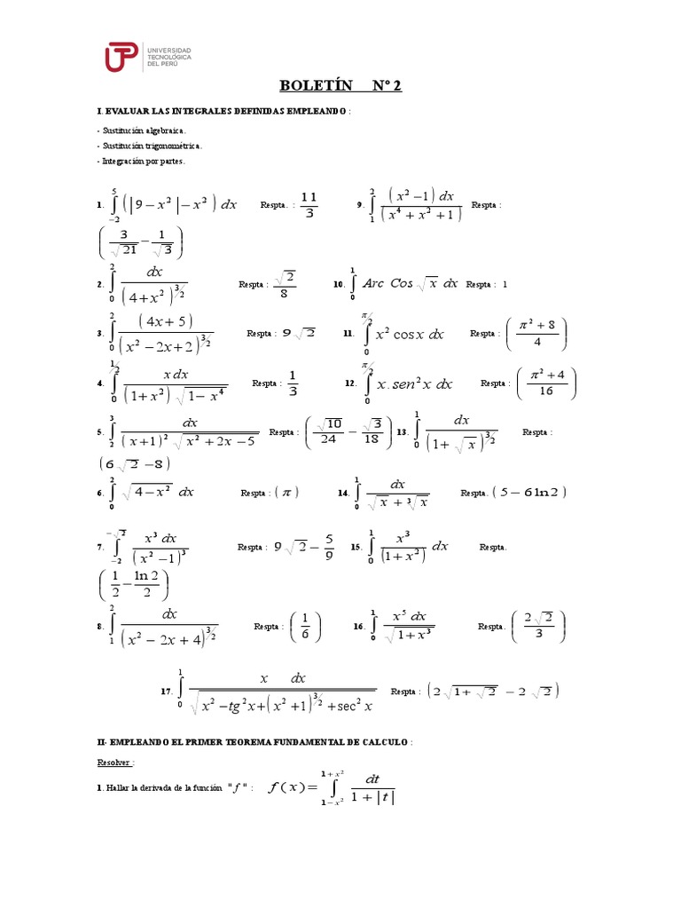 Ejercicios de Integrales Resueltas | PDF | Integral | Objetos matemáticos