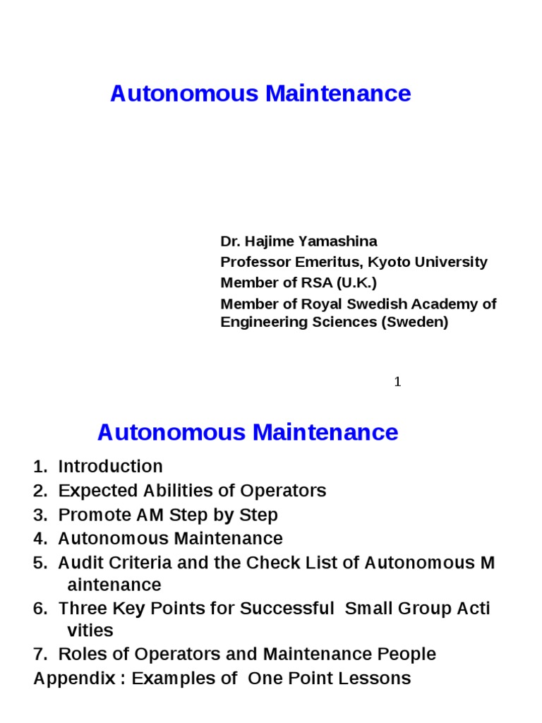 Autonomous Maintenance | PDF | Reliability Engineering | Production And ...