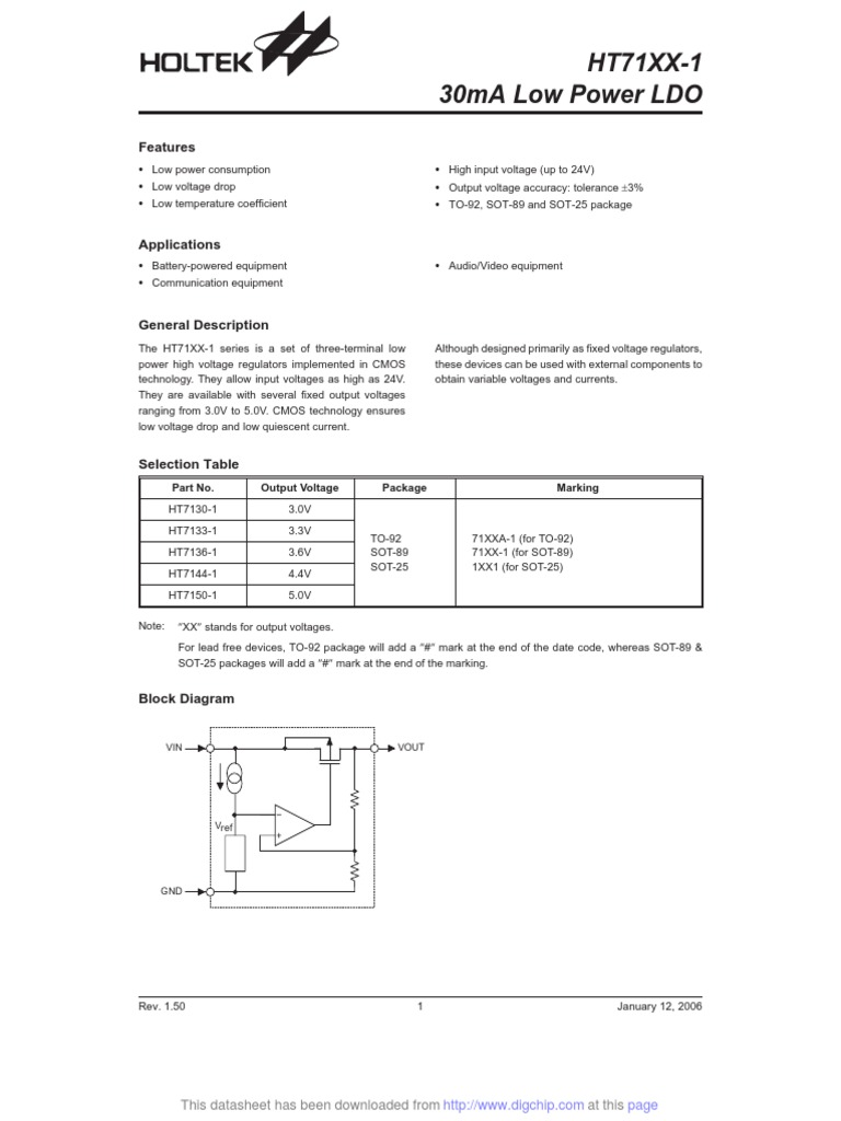 HT7133-1 Regulador de Voltaje | PDF | Cmos | Electricity