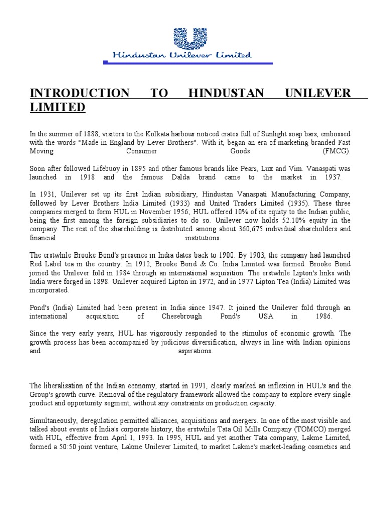 HUL Company Profile | PDF | Environmental Policy | Unilever