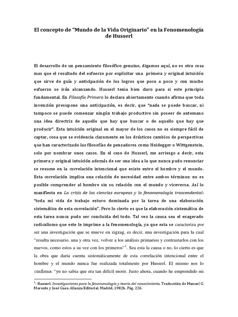 Lebenswelt PDF | PDF | Edmund Husserl | Evidencia