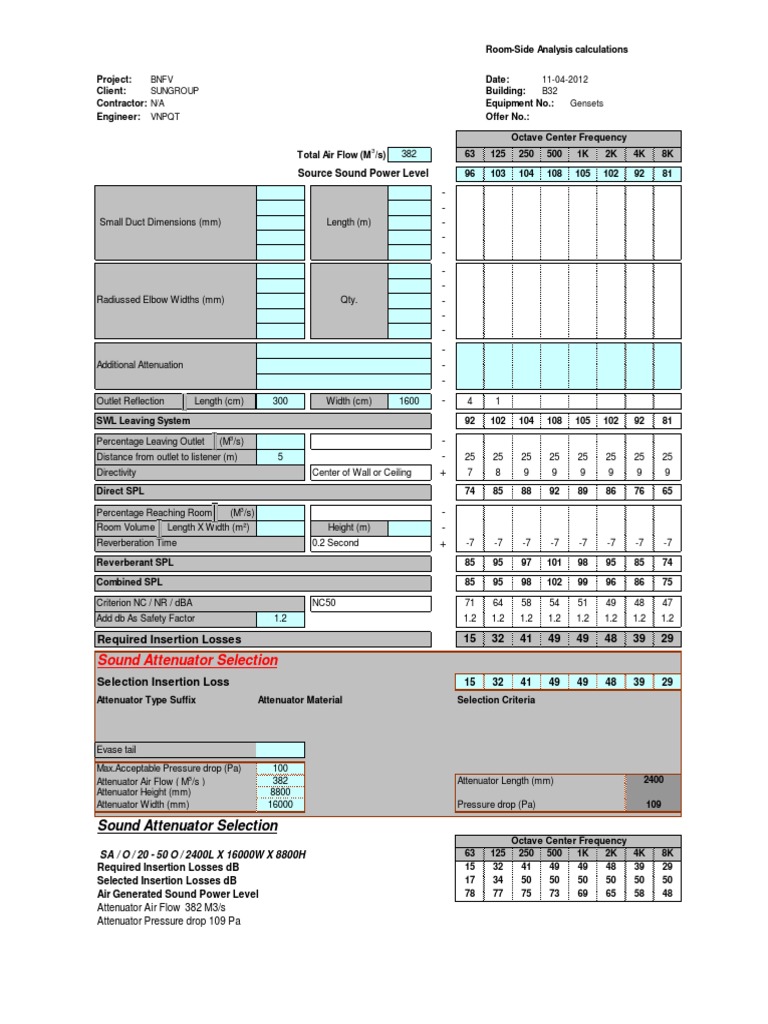 Draft Sound Attenuator Calculations PDF | PDF