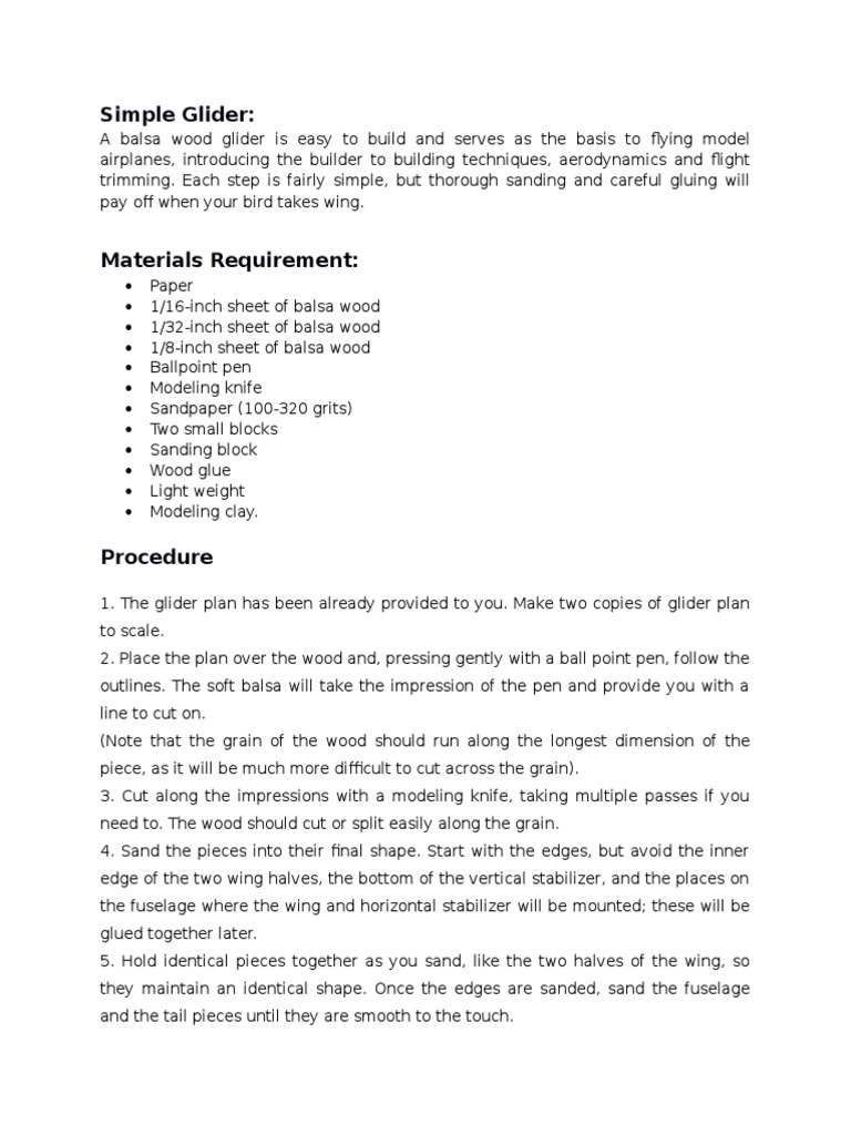 Balsa Glider | PDF | Flight | Aerospace Engineering