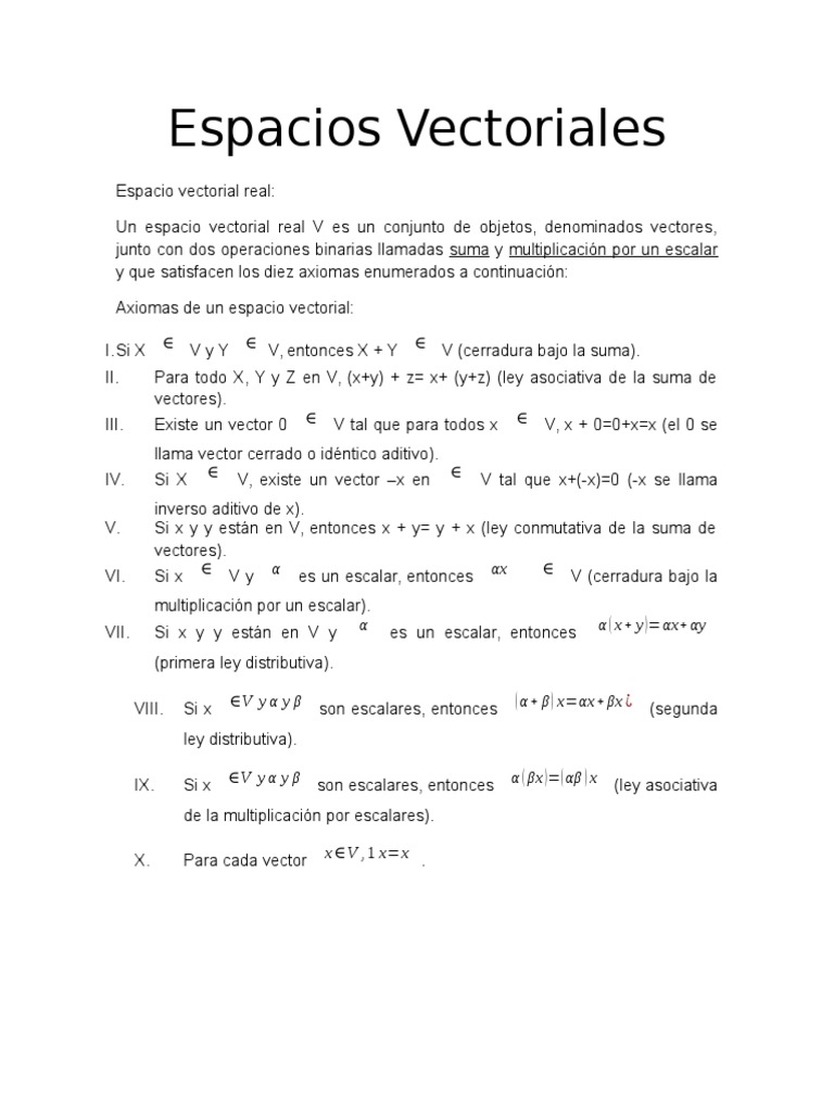 Algebra Lineal Espacios Vectoriales | PDF | Espacio vectorial | Base (álgebra lineal)