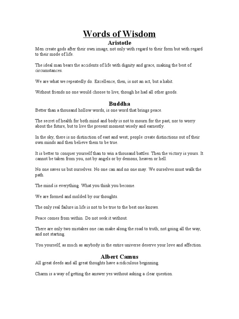 Words of Wisdom | PDF | Wisdom | Truth