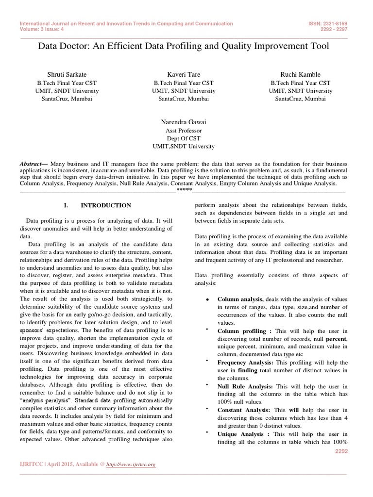Data Doctor: Data Profiling Tool Overview | PDF | Microsoft Sql Server ...