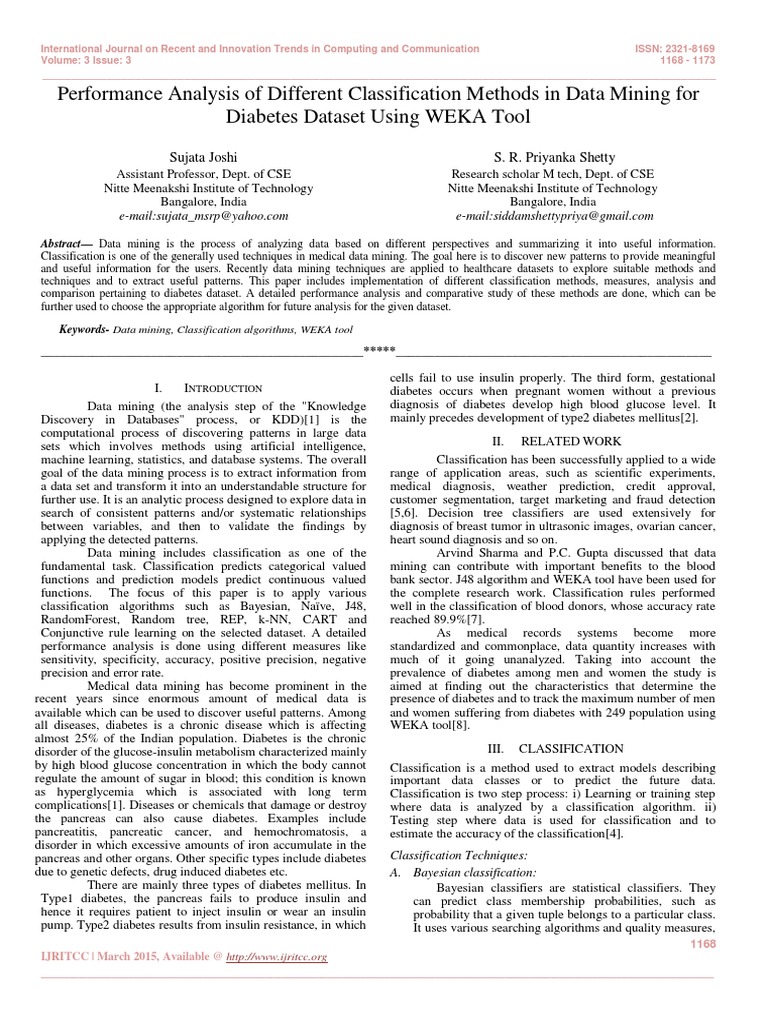 Performance Analysis Of Different Classification Methods In Data Mining For Diabetes Dataset