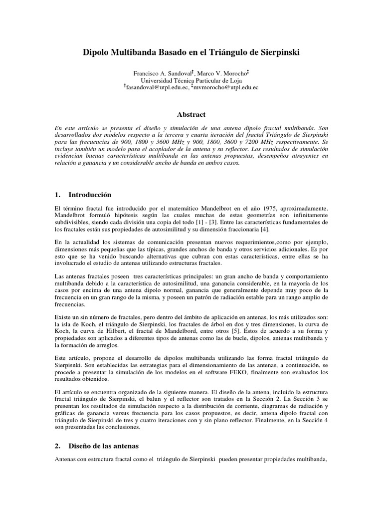 Dipolo Multibanda Basado en El Triángulo de Sierpinski | PDF | Antena (Radio) | Fractal